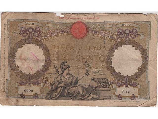 Italija 100 lire 1926