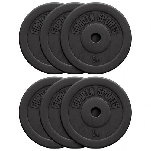 GORILLA SPORTS Set tegova oblozenih plastikom 30 kg (6 x 5 kg)