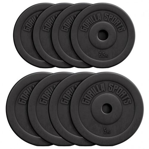 GORILLA SPORTS Set tegova oblozenih plastikom 30 kg (4x2,5 + 4x5 kg)
