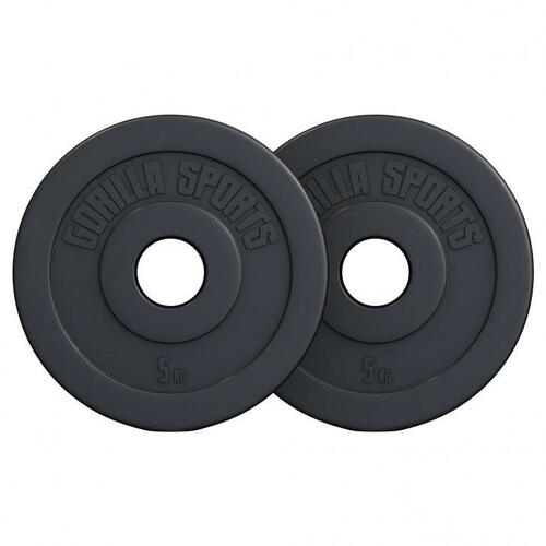 GORILLA SPORTS Set plasticnih olimpijskih tegova 10 kg (2 x 5 kg)