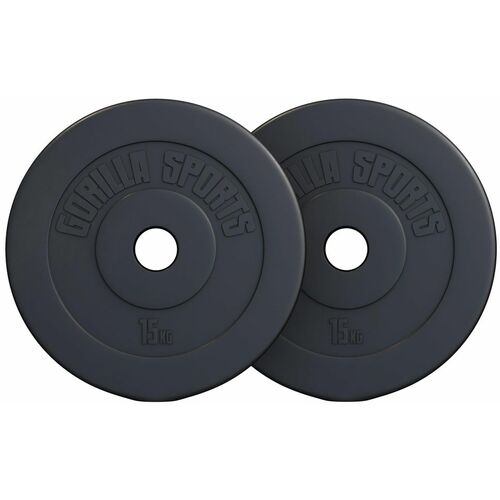 GORILLA SPORTS Set plasticnih olimpijskih tegova 30 kg (2 x 15 kg)