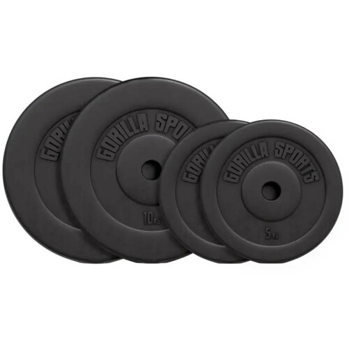GORILLA SPORTS Set tegova oblozenih plastikom 30 kg (2x5 + 2x15 kg)