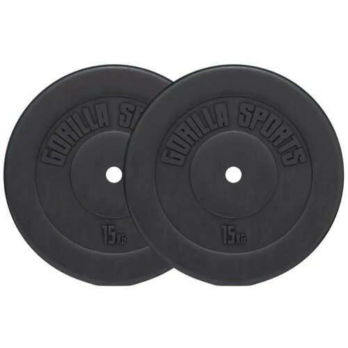 GORILLA SPORTS Set tegova oblozenih plastikom 30 kg (2 x 15 kg)