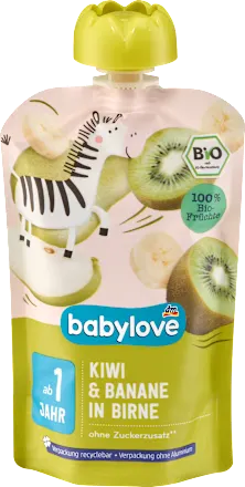 babylove
Voćna kašica za bebe - užitak kivi i banana u krušci , od 1. godine, 100 g
Prelazna hrana