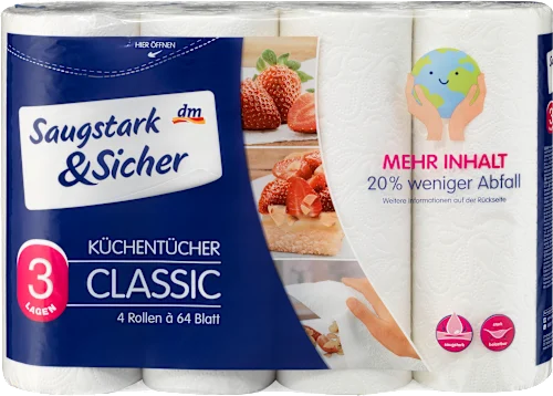 Saugstark&SicherCLASSIC kuhinjski ubrusi, 3-slojni, 4 kom