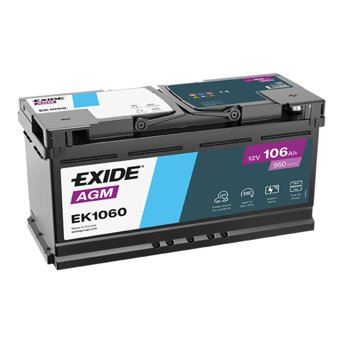 AKUM EXIDE AGM START STOP 12V106AH D+ EK1060 ( EK1050 105AH ) ( H15 )