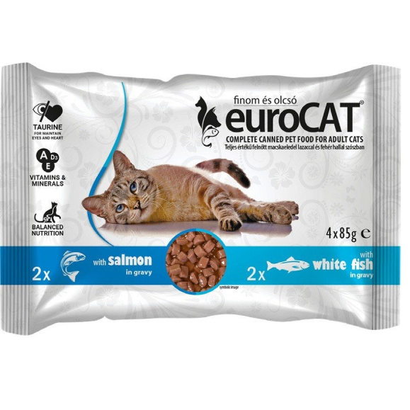 Eurocat preliv za mace losos i riba 4x85g