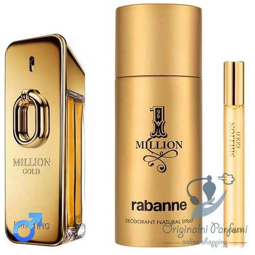 Paco Rabanne Million Gold For Men Set 100ml+150ml+10ml