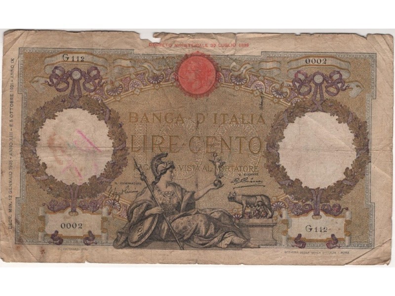 Italija 100 lire 1926