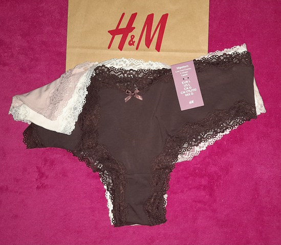 H&M 3kom braon,roze,bele brazilke pamuk NOVO!%