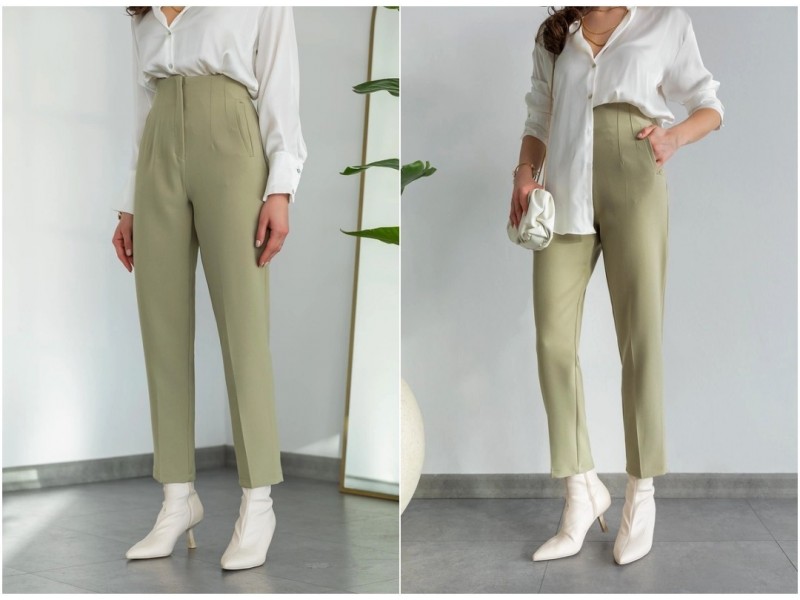 **STRADIVARIUS** pantalone sa visokim strukom, NOVO