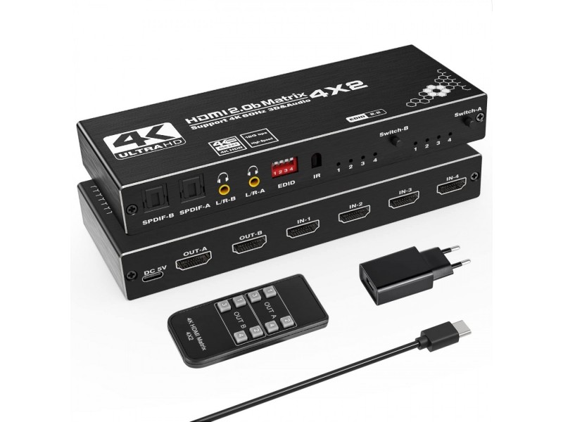 HDMI Matrix 4x2 switch 4K@60Hz