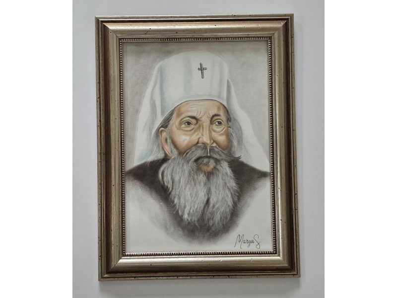 Slika - Patrijarh Pavle, tehnika pastel.
