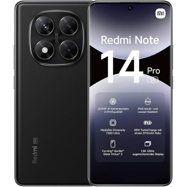 Refabrikovan Xiaomi Redmi Note 14 Pro 6/128GB Midnight Black DS 5G Grade-B