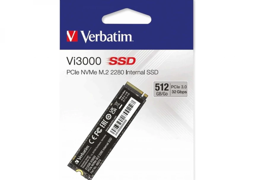 SSD M.2 NVMe Verbatim 512GB Vi3000 3100MBs/2100MBs