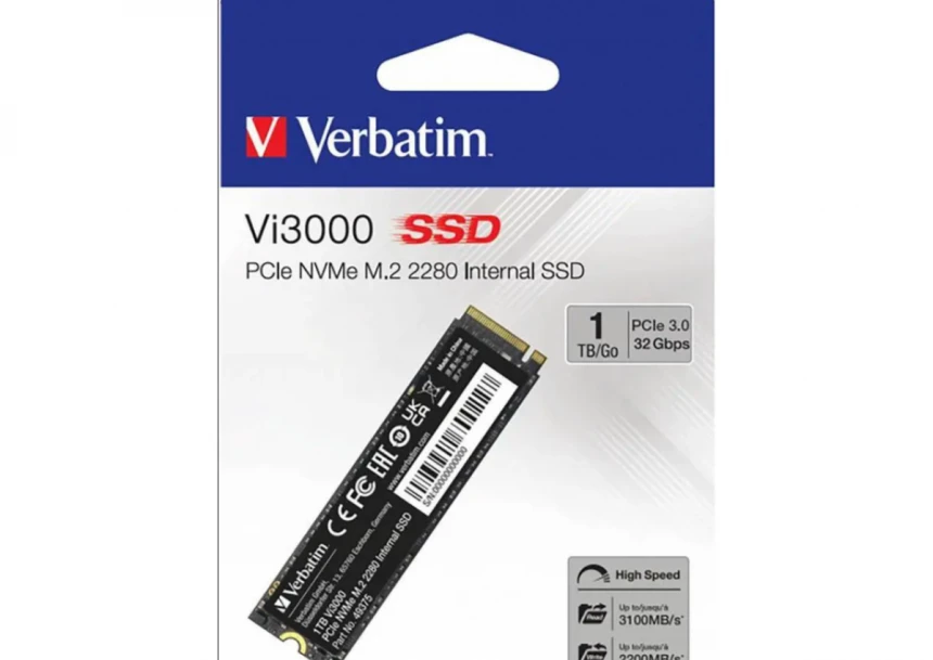 SSD M.2 NVMe Verbatim 1TB Vi3000 3100MBs/2200MBs
