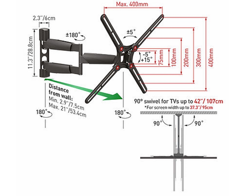 BM343LP LCD TV zglobni zidni nosač do 65 inča