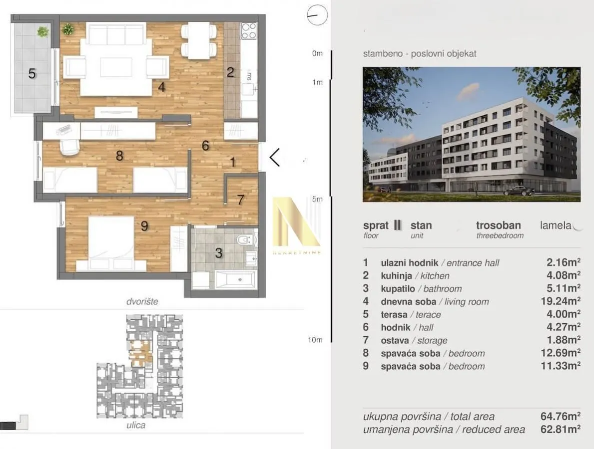 Prodaja, trosoban stan, 63m², Telep, Novi Sad Sve Podlokacije