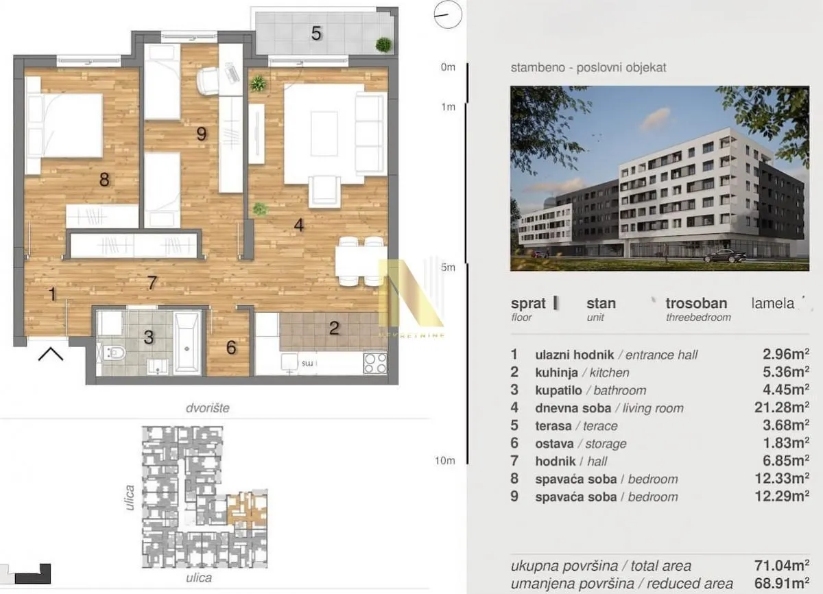 Prodaja, trosoban stan, 70m², Telep, Novi Sad Sve Podlokacije