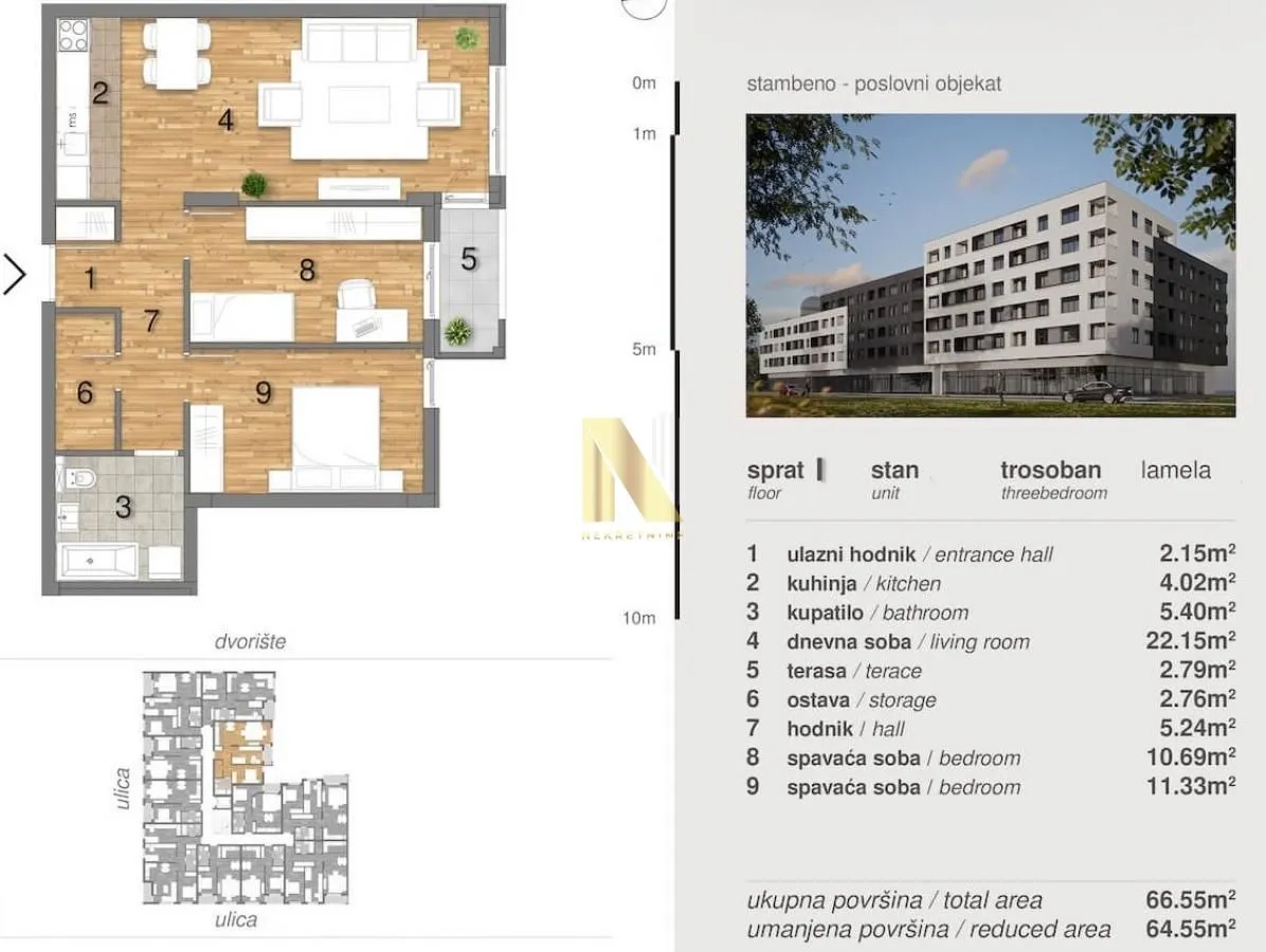 Prodaja, trosoban stan, 65m², Telep, Novi Sad Sve Podlokacije