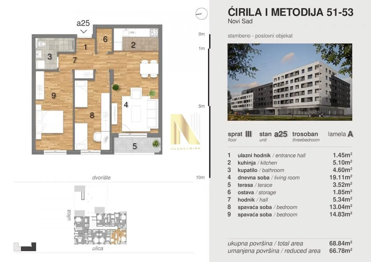 Prodaja, trosoban stan, 67m², Telep, Novi Sad Sve Podlokacije