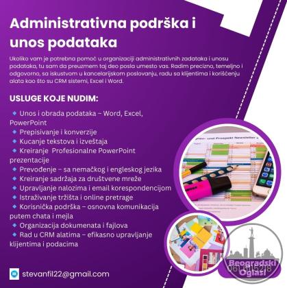 Administrativna podrška i unos podataka