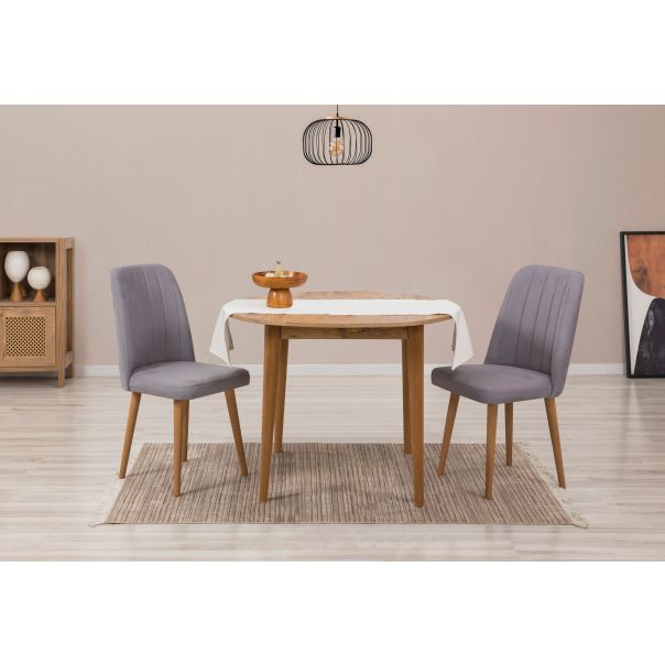 HANAH HOME Set trpezarijski sto i 2 stolice Vina 0701, krem/siva