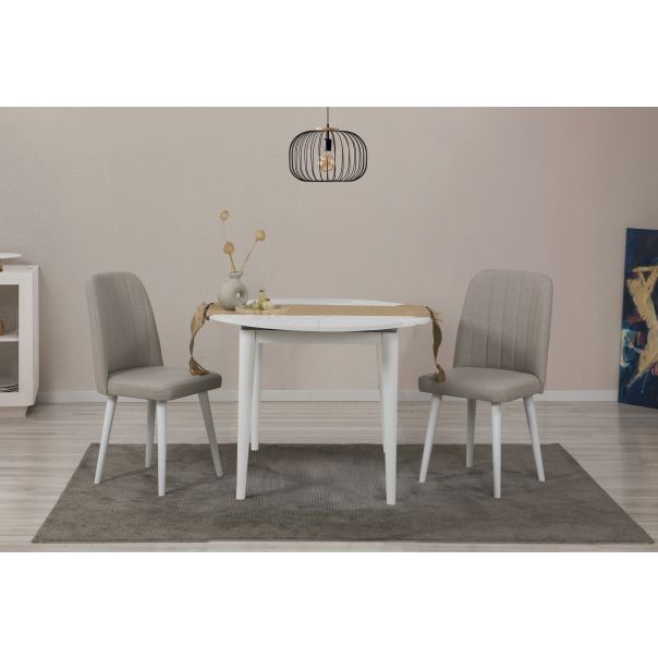 HANAH HOME Set trpezarijski sto i 2 stolice Vina 1005 3 v2, bela/krem