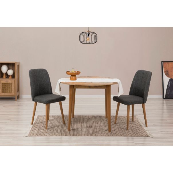 HANAH HOME Set trpezarijski sto i 2 stolice Vina 1053, krem/antacit