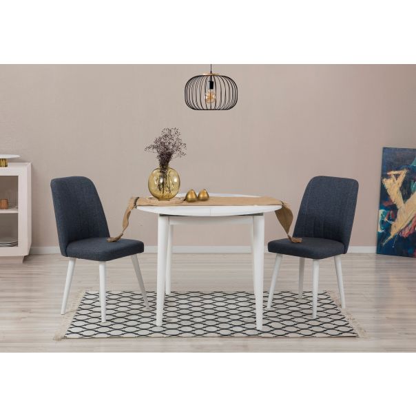 HANAH HOME Set trpezarijski sto i 2 stolice Vina 1048, bela/plava