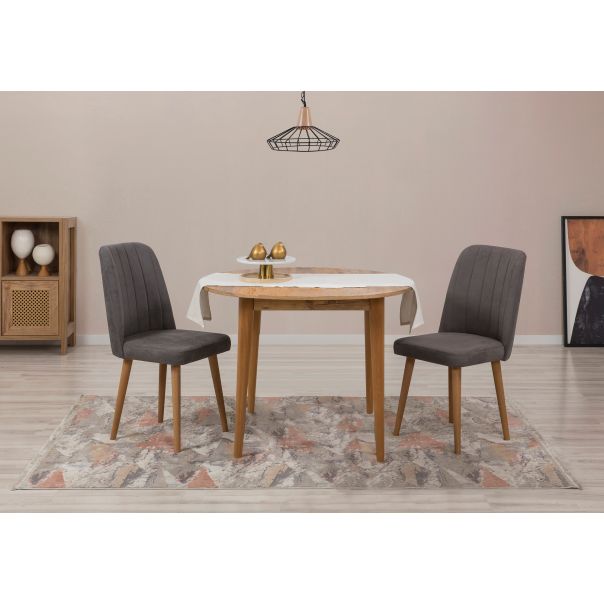 HANAH HOME Set trpezarijski sto i 2 stolice Vina 1501, krem/antacit