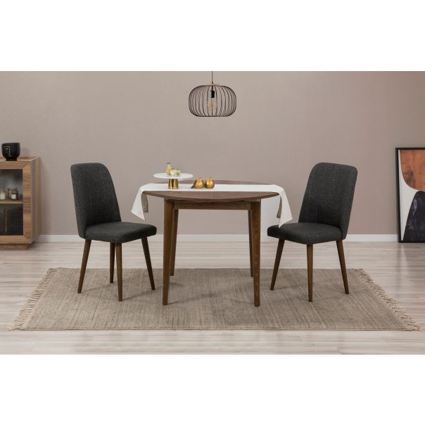 HANAH HOME Set trpezarijski sto i 2 stolice Vina 1053, braon/antacit