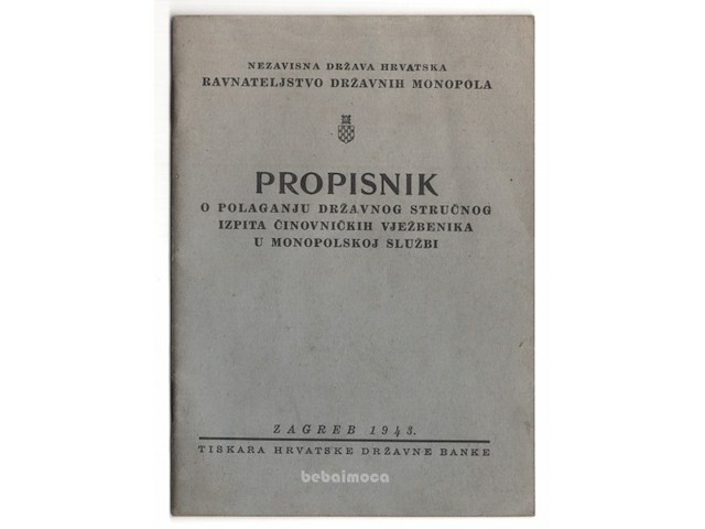 PROPISNIK O POLAGANJU DRŽAVNOG STRUČNOG IZPITA... - NDH