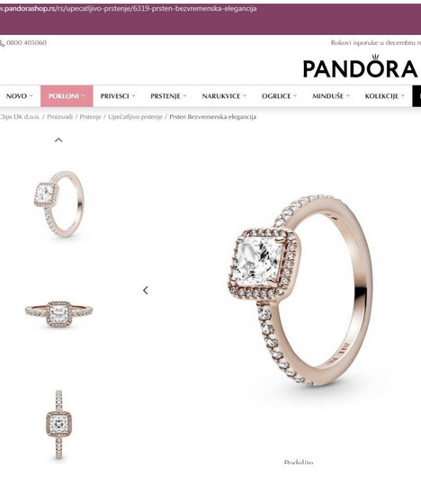 ***AKCIJA PANDORA rose gold prsten 52 velicina***
