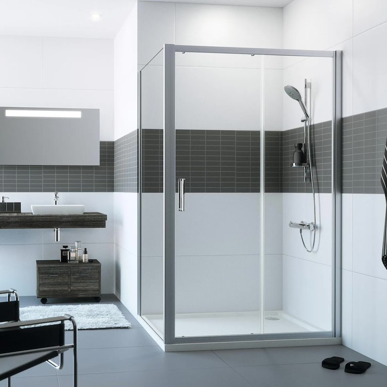 Huppe Classics 2 Tuš Vrata 120 Dvodelna Prozirno Antiplak Staklo, Mat Silver H=1.9M C20402.087.322