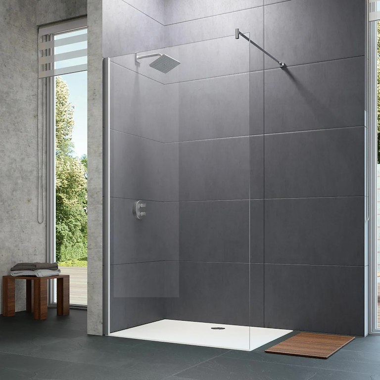 Huppe Samostojeći Panel Od 90 Prozirno Antiplak Staklo, Silver H=2M 21H0169999927500