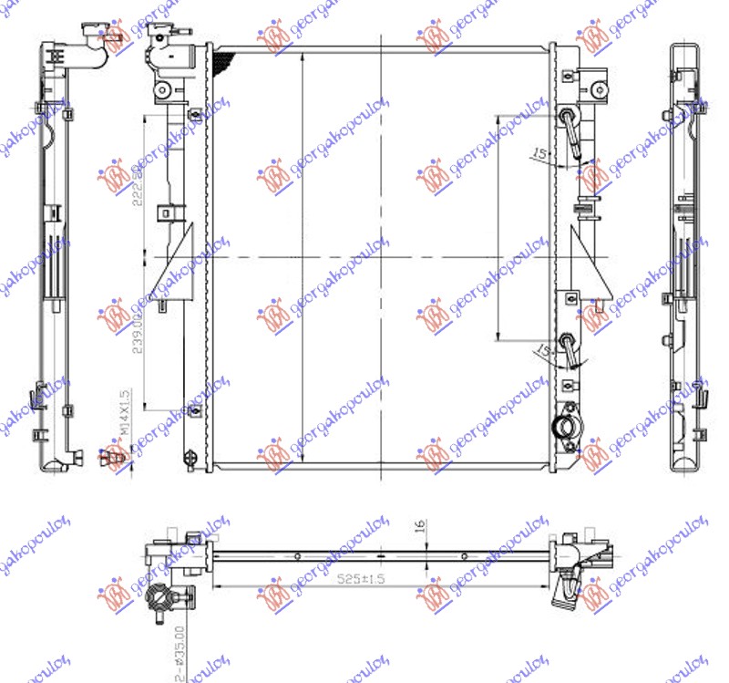 HLADNJAK MOTORA 2.4 DI-D DIZEL (AUTO) (4N15) (525x643x16) (KOYO) FIAT FULLBACK (2016-) (OEM: 1350A809, 6000605264)