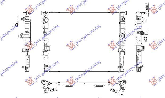 HLADNJAK MOTORA 4.4 BENZIN/DIZEL (MANUELNI) (630×531) BMW SERIES 5 (G30/G31) (2020-2024) (OEM: 17118043655)