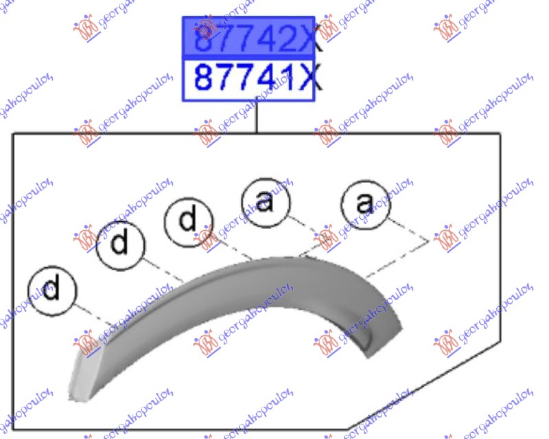 RUB PLASTICNI ZADNJEG BLATOBRANA (O) Desna str. KIA SPORTAGE (2022-2025) (OEM: 87742-R2000, 87742R2000)