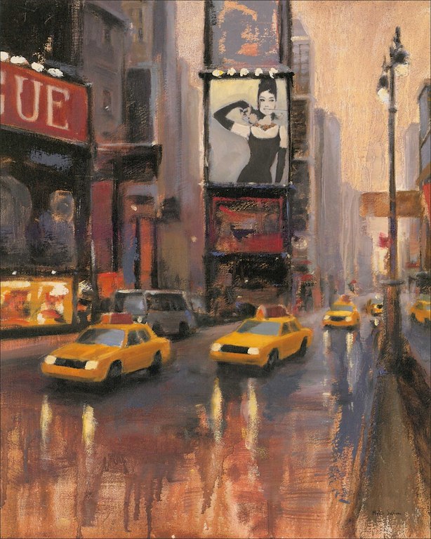Yellow taxi NY, uramljena slika 60x80cm