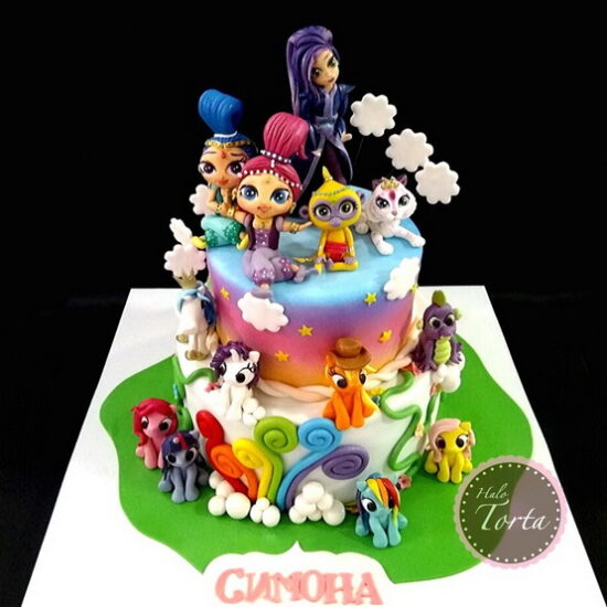 Torta sa figuricama Shimmer Shine i Moj mali poni