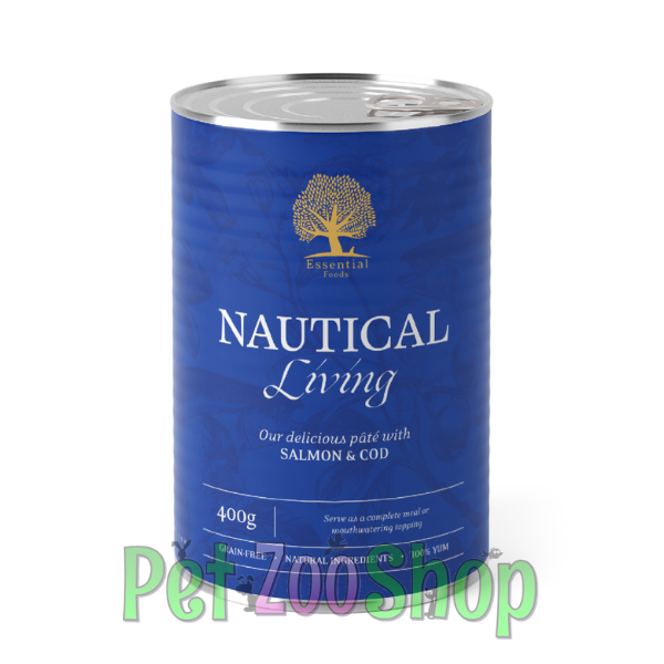 Essential Nautical Living Pate – Pašteta sa lososom, piletinom i bakalarom za odrasle pse (400 g)