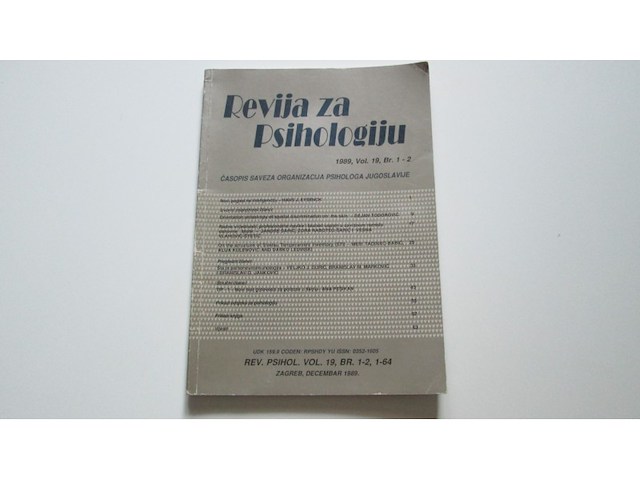 Revija za psihologiju, 1989 Vol. 19