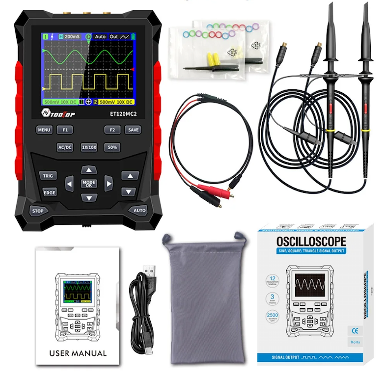 Digitalni ručni osciloskop TOOLTOP ET120MC2 Pro 2x120MHz/40MHz