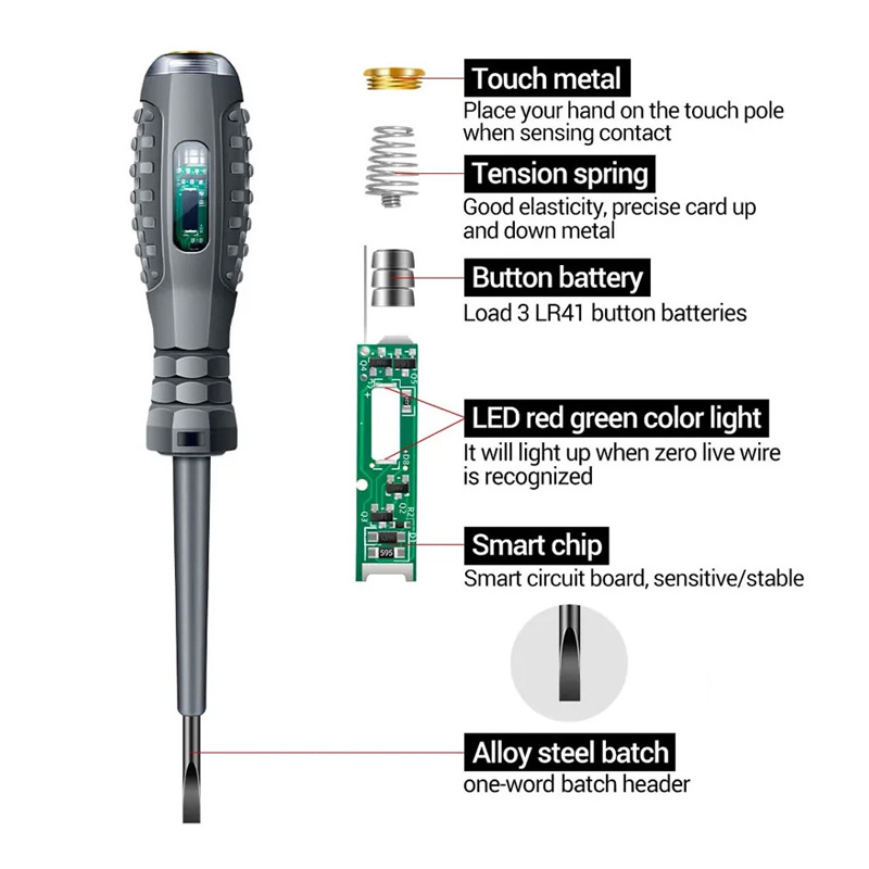Tester napona odvrtač za otkrivanje kratkog spoja ravni