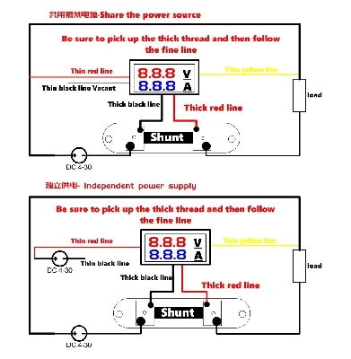 Voltmetar i ampermetar digitalni 100V DC 50A DC