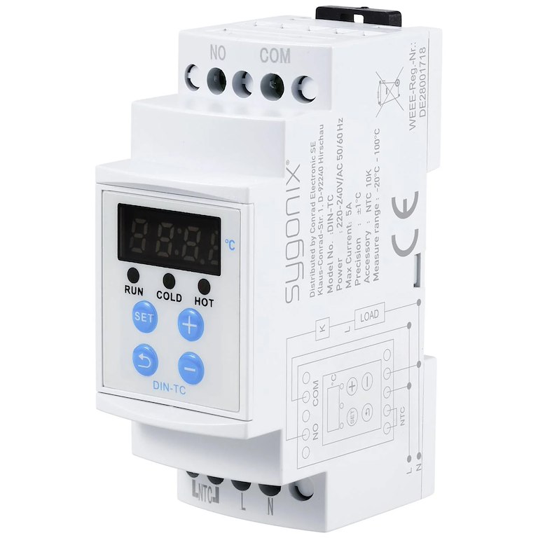 Digitalni termostat Sygonix DIN -20 – 100 °C