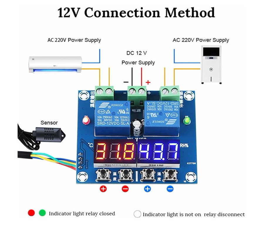 Digitalni termostat XH-M452 12V 10A sa sondom vlažnosti i temperature SHT20