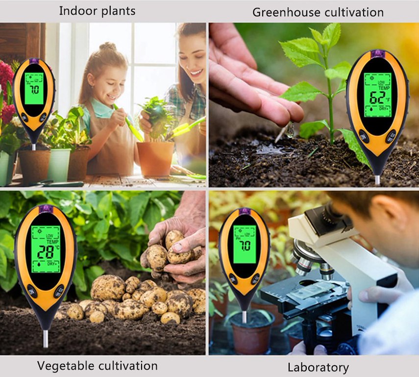 Merač vlažnosti zemljišta, pH metar, temperature, svetlosti 4 u 1