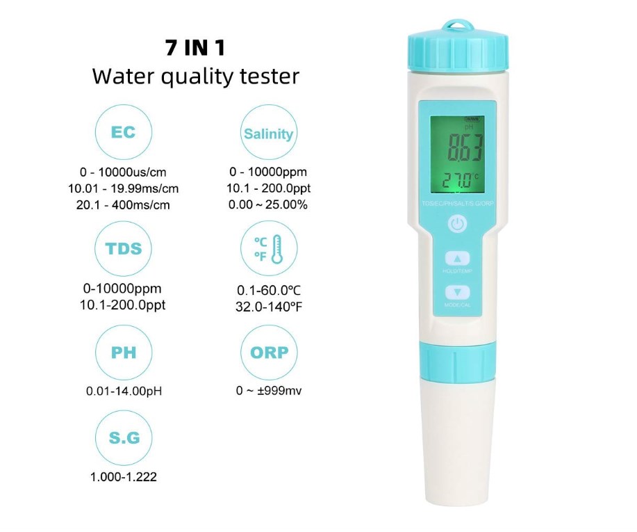 Tester kvaliteta vode PH/TDS/EC/ORP/Salt/S.G/Temp